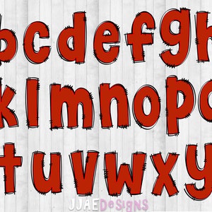 Red PNG Letters, Doodle Red Alphabet, PNG Doodle Letters Set PNG ...
