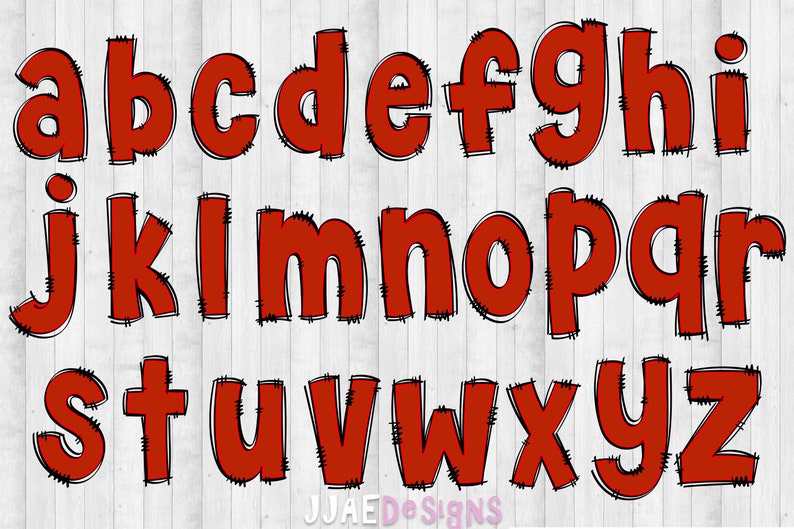 Red PNG Letters Doodle Red Alphabet PNG Doodle Letters Set - Etsy