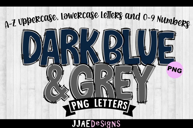 Dark Blue & Grey Alphabet PNG Letters Doodle Letters PNG - Etsy