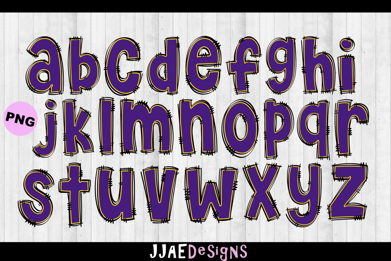 Purple & Gold Alphabet PNG Letters Doodle Letters PNG - Etsy