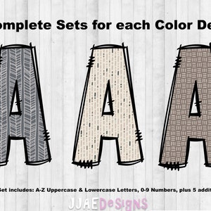 Boho Doodle Letters, Boho Alphabet PNG Letters, Doodle Letters Neutral ...