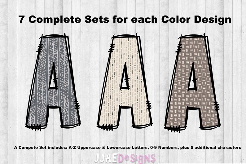 Boho Doodle Letters, Boho Alphabet PNG Letters, Doodle Letters Neutral ...