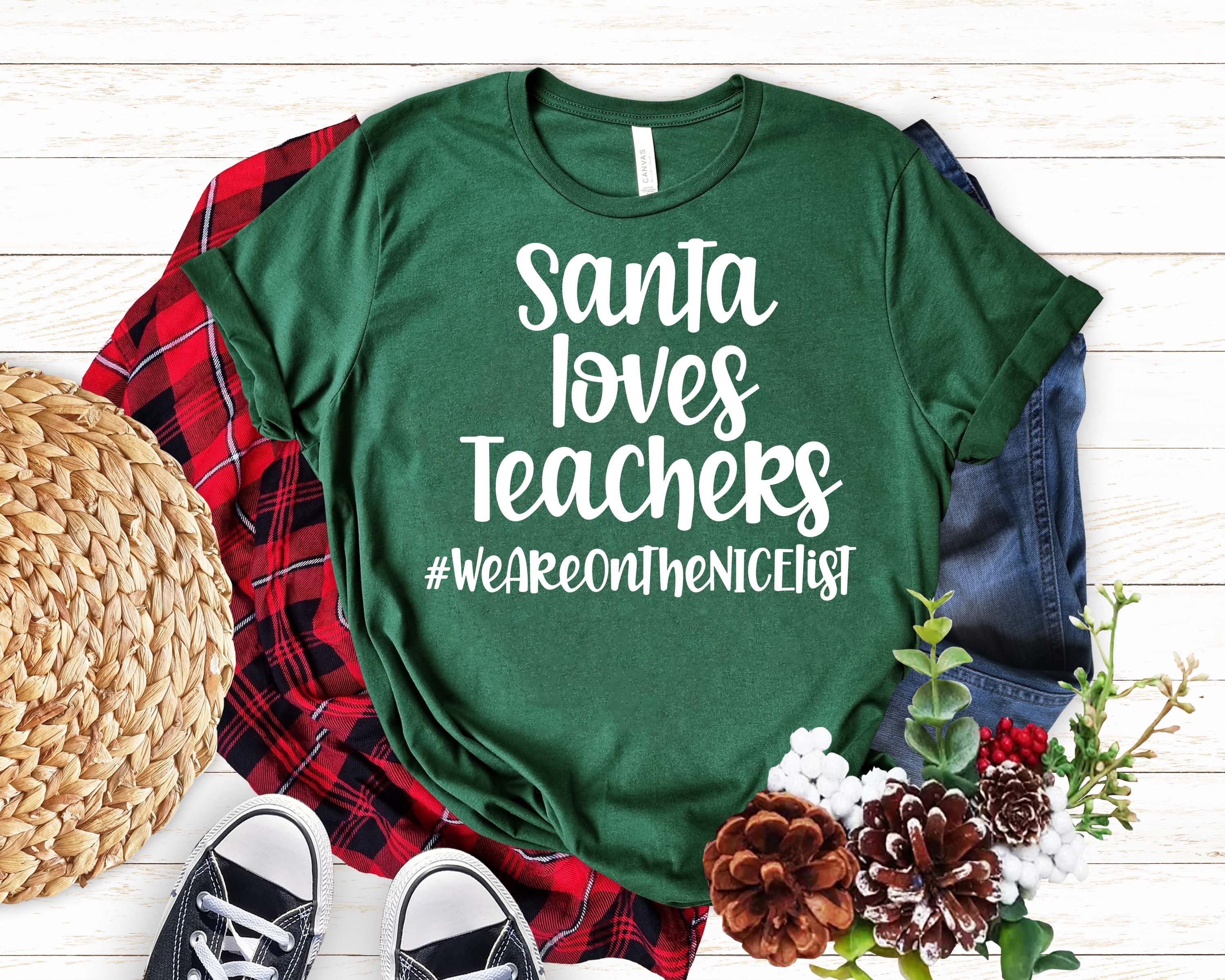 Teacher Svg, Christmas Teacher SVG, Santa Loves Teachers Svg Files, Svg ...