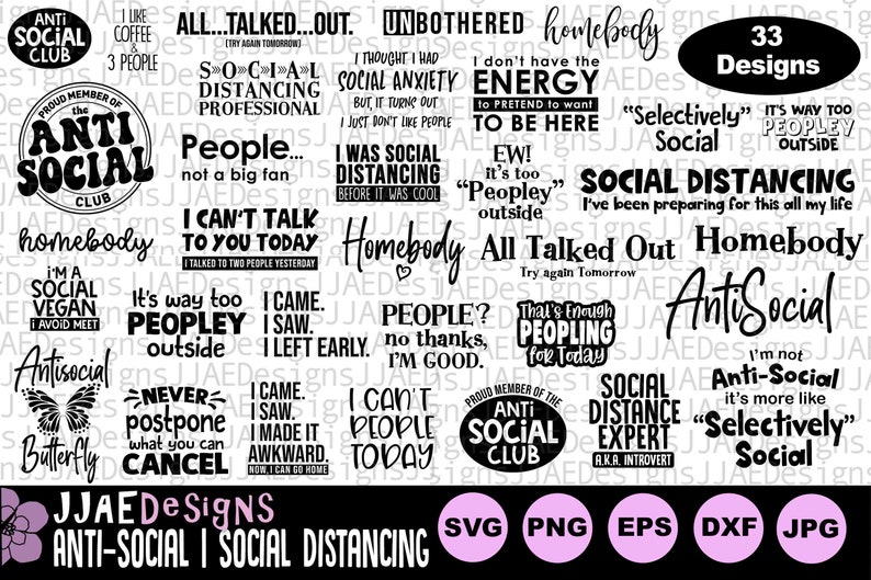 Anti-social Svg, Antisocial Svg Bundle, Anti Social Funny Sayings Svg ...