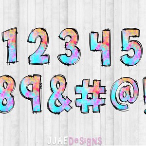 Watercolor PNG Letters, Doodle Sublimation Alphabet Bundle, Rainbow ...