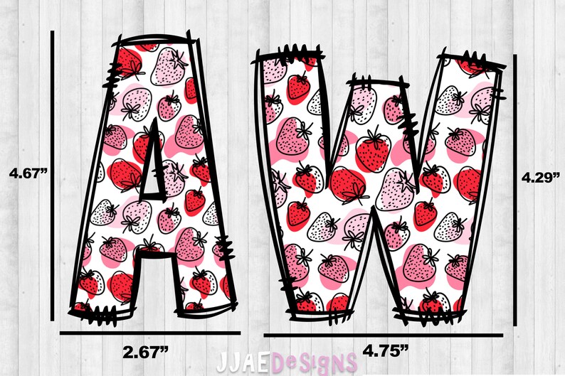 Strawberry PNG Letters Summer Sublimation Alphabet - Etsy