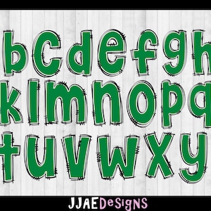 Green PNG Letters, Doodle Green Alphabet, PNG Doodle Letters Set PNG ...