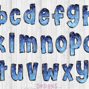 Christmas Alphabet PNG Letters, Winter Snowflake Doodle Letters PNG ...