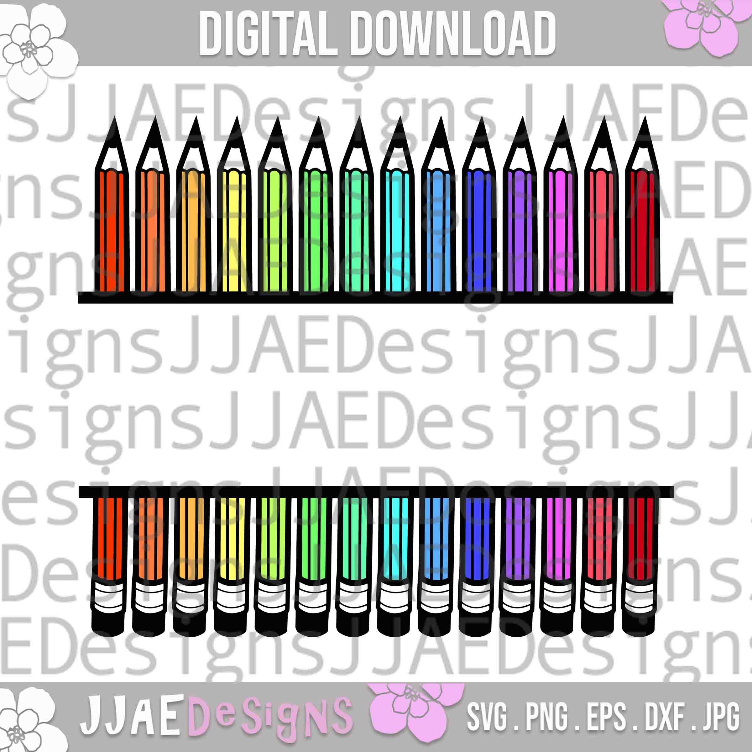 Pencil Svg Pencil Monogram Svg School Split Monogram Svg - Etsy