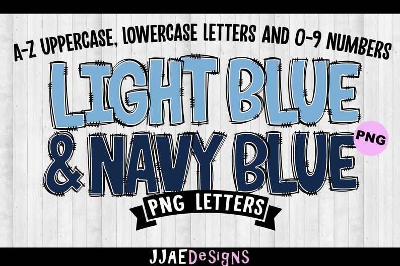 Light Blue & Navy Blue Alphabet PNG Letters Light Blue and - Etsy