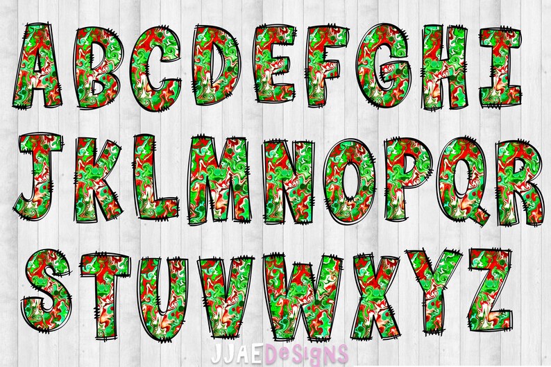 Christmas Alphabet PNG Letters Christmas Doodle Letters PNG - Etsy