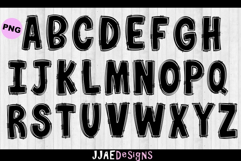 Black PNG Letters, Doodle Black Alphabet, PNG Doodle Letters Set PNG ...