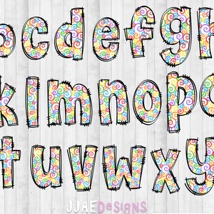 Rainbow Swirl Doodle Letters, Colorful Swirl Doodle Sublimation ...