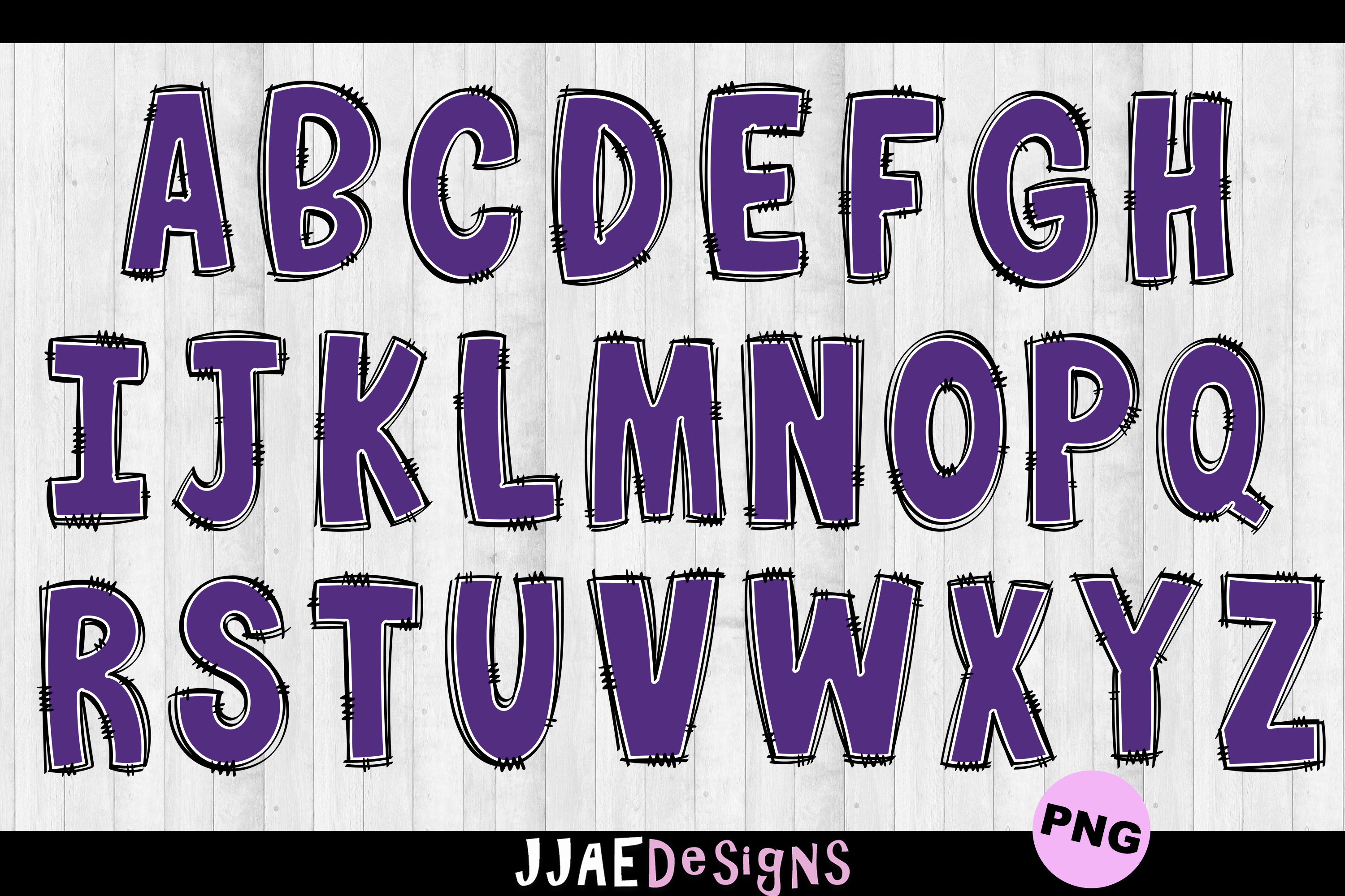 Purple & Green Alphabet PNG Letters Doodle Letters PNG - Etsy