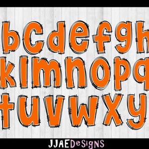 Red & Orange Alphabet PNG Letters, Doodle Letters PNG Letters, Red ...
