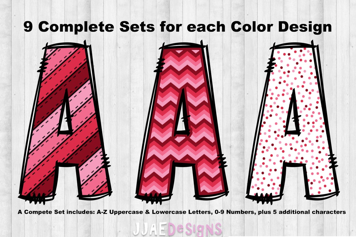 Valentine Doodle Letters Hearts Alphabet Letters Love PNG - Etsy