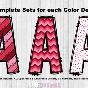 Valentine Doodle Letters, Hearts Alphabet Letters, Love PNG, Valentine ...