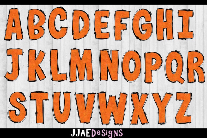 Pumpkin PNG Letters Halloween Sublimation Doodle Alphabet - Etsy