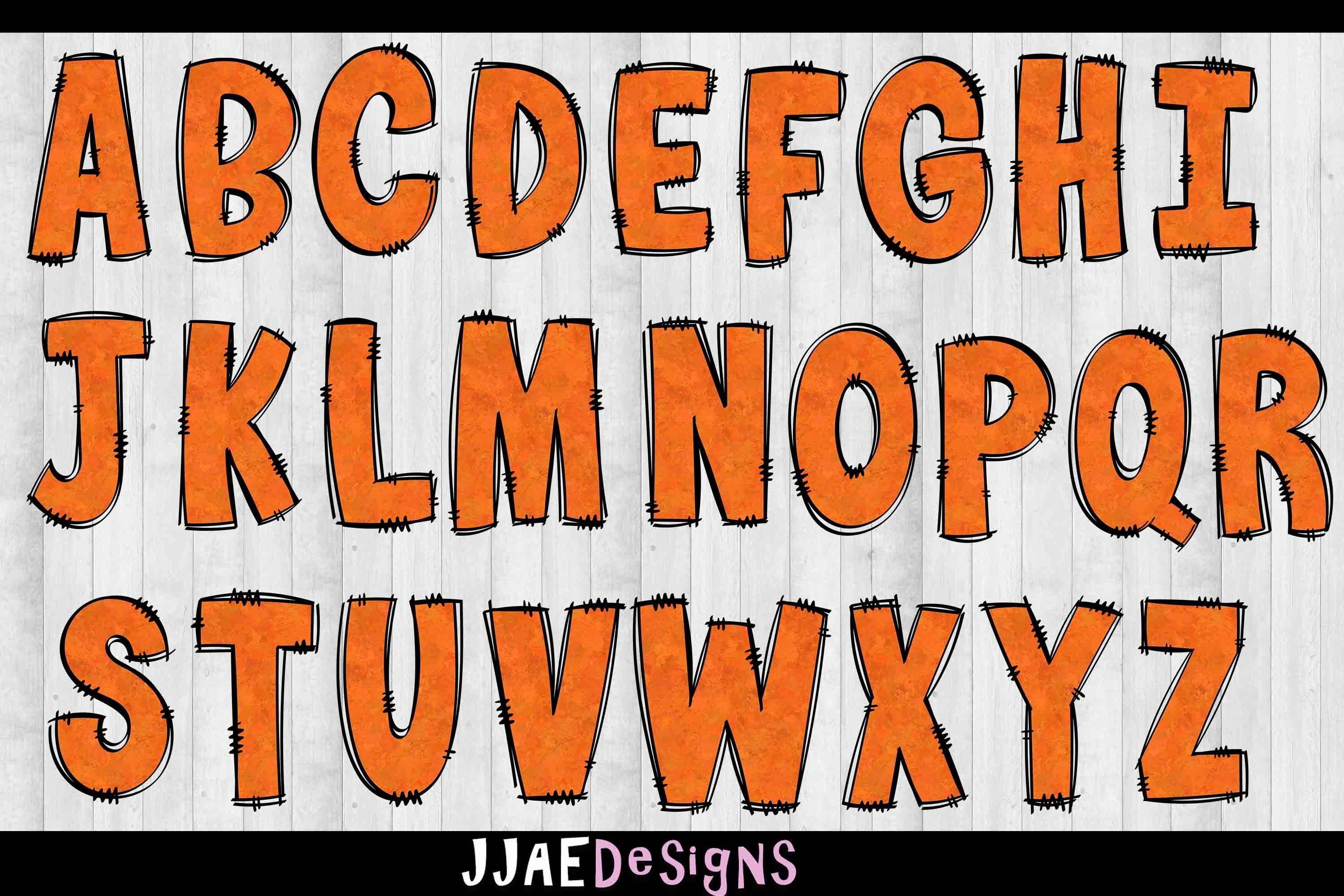 Pumpkin PNG Letters Halloween Sublimation Doodle Alphabet - Etsy