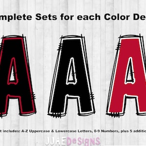 Red & Black Doodle Alphabet PNG Letters, Doodle Letters PNG Letters ...