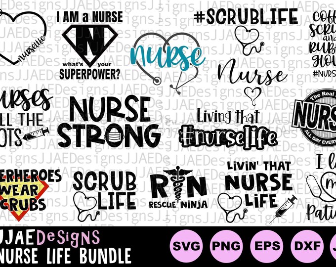 Nurse SVG Bundle, Cute Nurse Shirt Svg, Nurse Svg Files for Cricut ...