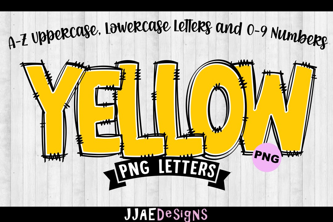 Yellow PNG Letters, Doodle Yellow Alphabet, PNG Doodle Letters Set PNG ...