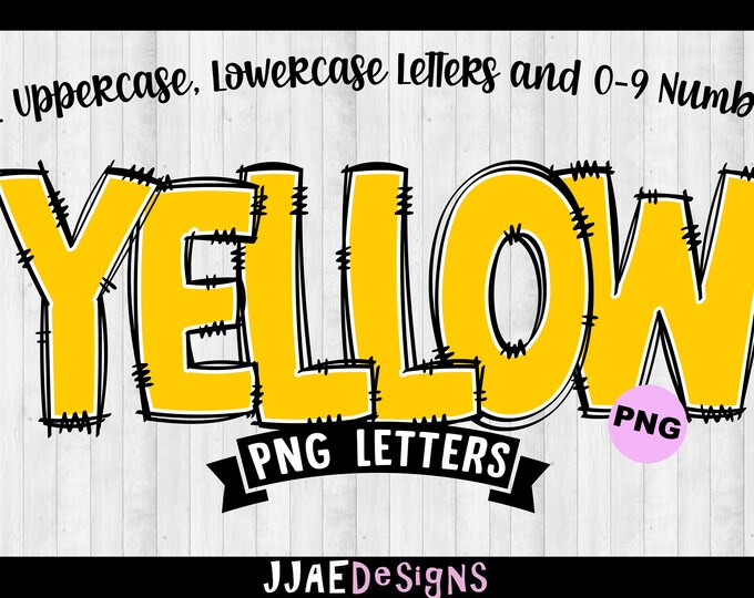 Yellow PNG Letters, Doodle Yellow Alphabet, PNG Doodle Letters Set PNG ...