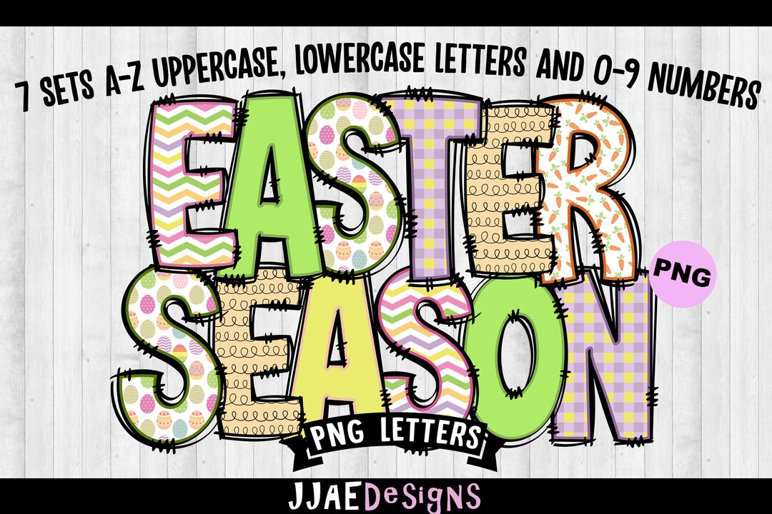 Easter PNG Letters, Easter Doodle Alphabet, PNG Doodle Letters Set PNG ...