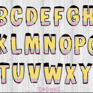 Pencil PNG Letters, Back to School Sublimation Alphabet Bundle, Pencil ...