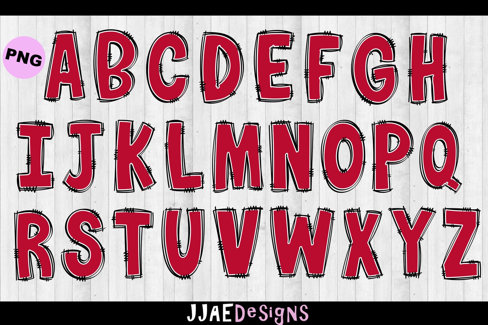 Red & Black Doodle Alphabet PNG Letters, Doodle Letters PNG Letters ...