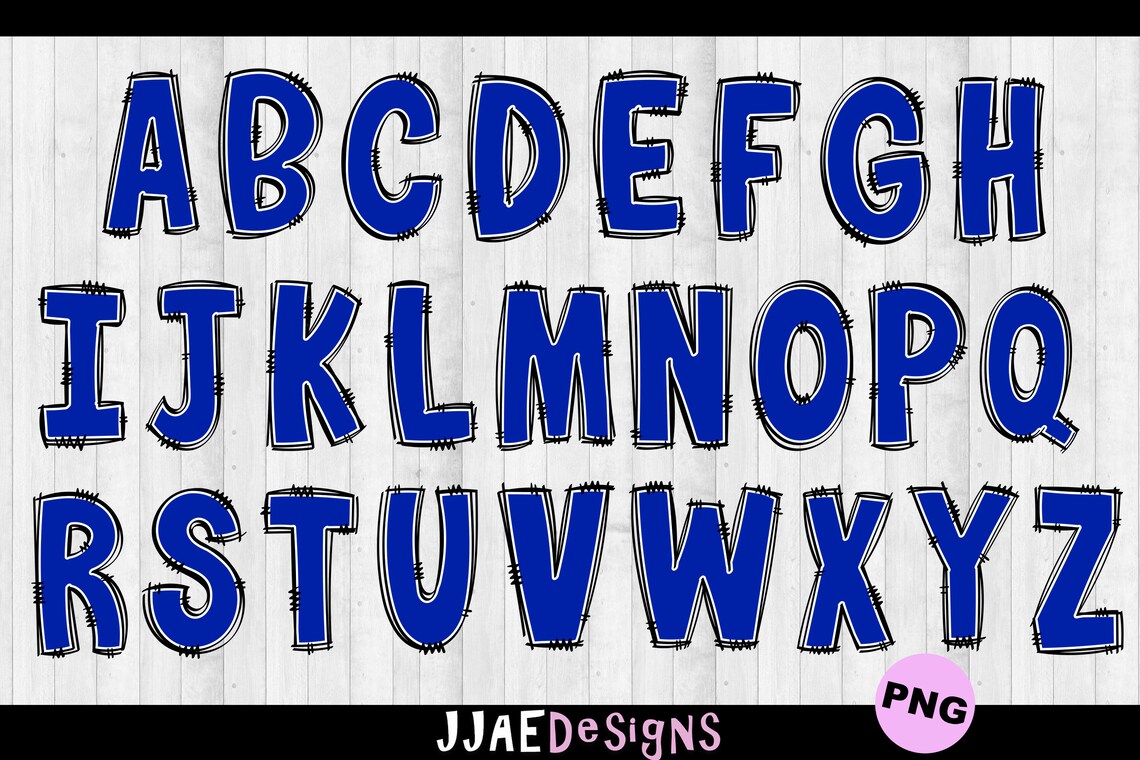 Blue PNG Letters, Doodle Blue Alphabet, PNG Doodle Letters Set PNG ...