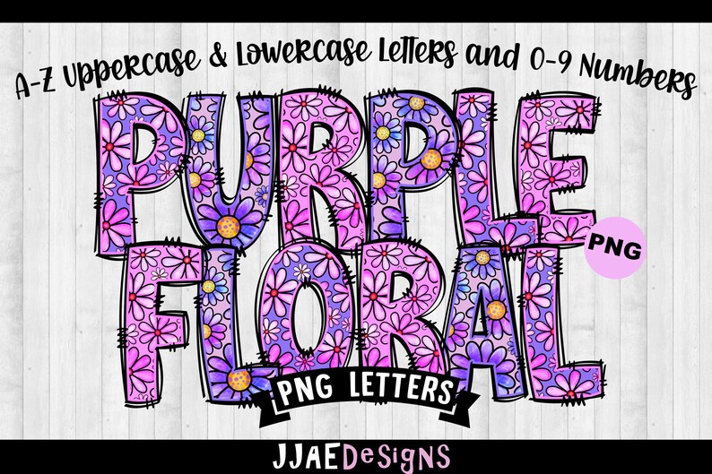 Pink Purple Floral Doodle Letters, Floral Alphabet Letters, Floral ...