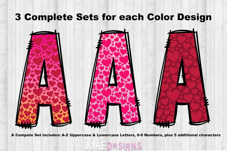 Hearts Doodle Letters, Alphabet PNG Letters, Hearts PNG Letters ...