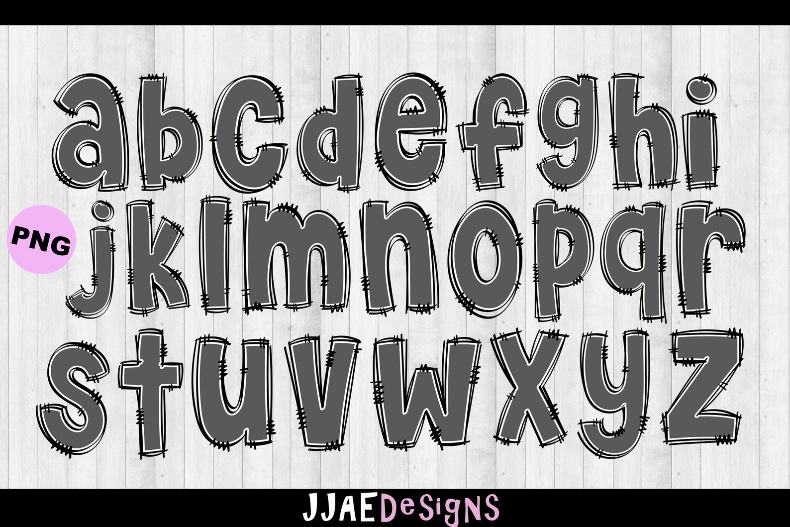 Grey PNG Letters, Doodle Grey Alphabet, PNG Doodle Letters Set PNG ...