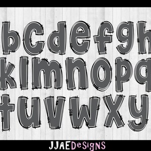 Grey PNG Letters, Doodle Grey Alphabet, PNG Doodle Letters Set PNG ...