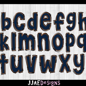 Dark Blue & Orange Alphabet PNG Letters, Doodle Letters PNG Letters ...