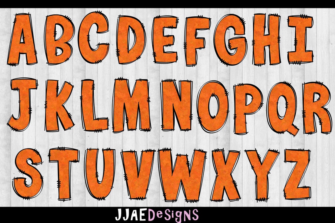 Halloween PNG Letters, Doodle Halloween Alphabet, PNG Doodle Letters ...