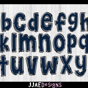 Navy Blue PNG Letters, Doodle Navy Blue Alphabet, PNG Doodle Letters ...