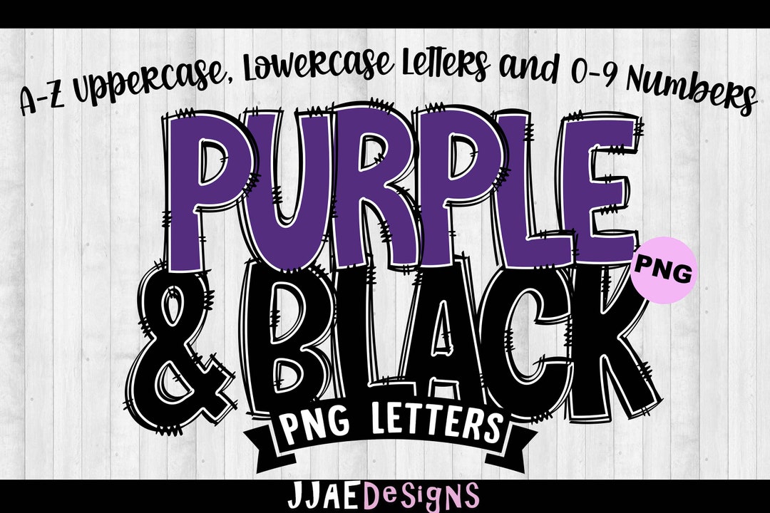 Purple & Black Alphabet PNG Letters, Doodle Letters PNG Letters, Purple ...
