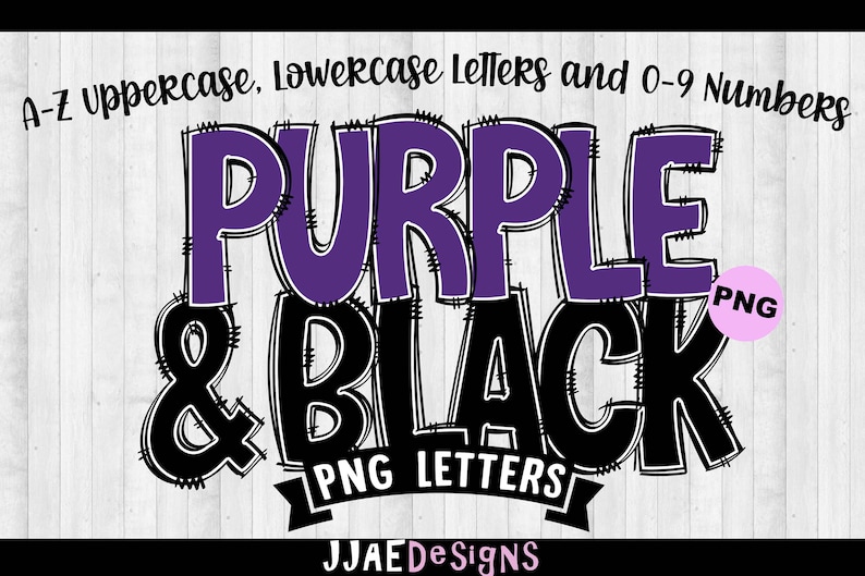 Purple & Black Alphabet PNG Letters Doodle Letters PNG - Etsy