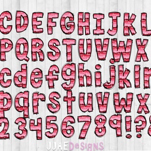 Valentine Doodle Letters, Hearts Alphabet Letters, Love PNG, Valentine ...
