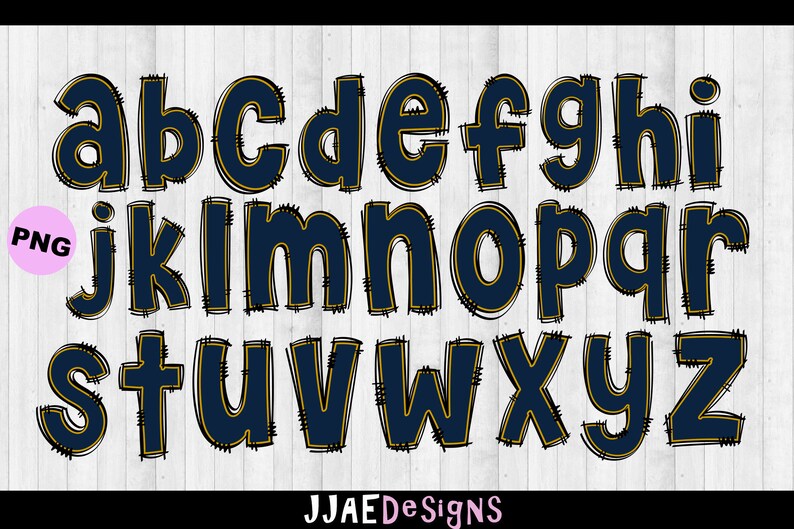 Navy Blue & Gold Alphabet PNG Letters Doodle Letters PNG - Etsy