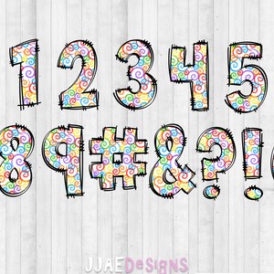 Rainbow Swirl Doodle Letters, Colorful Swirl Doodle Sublimation ...