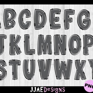 Grey PNG Letters, Doodle Grey Alphabet, PNG Doodle Letters Set PNG ...