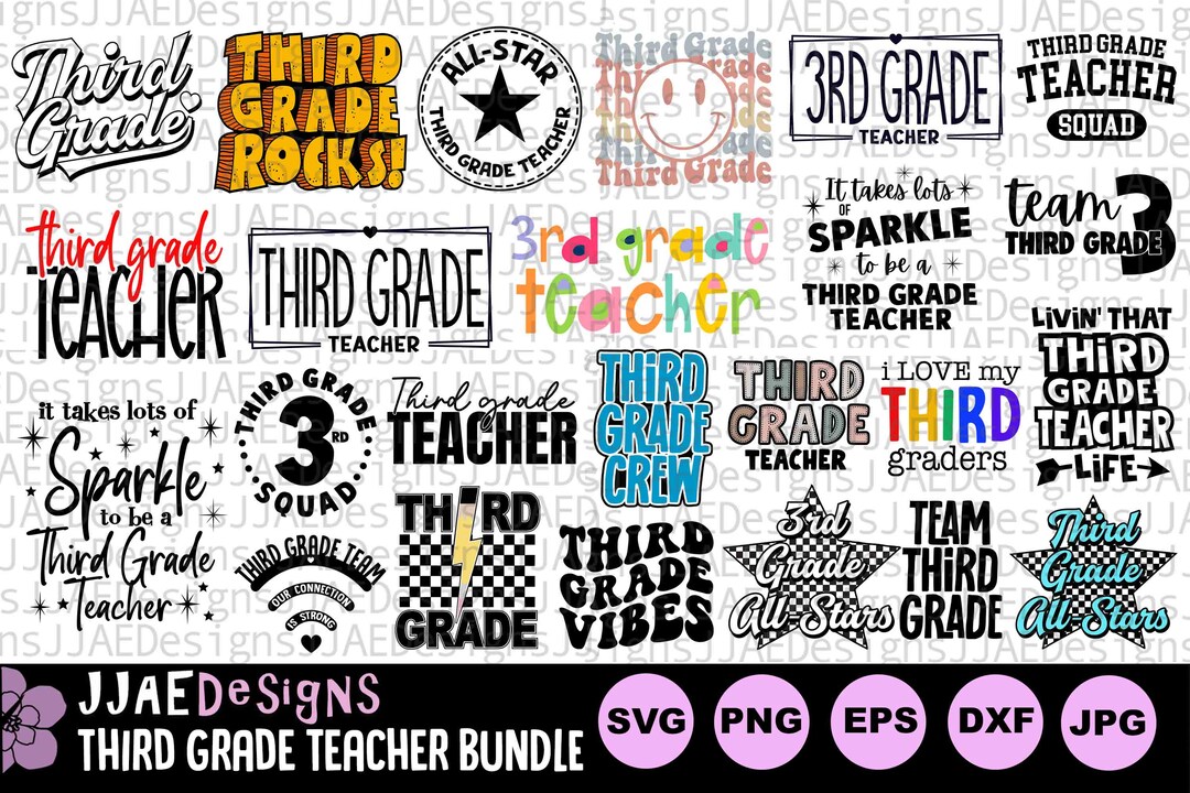 Third Grade Teacher Svg Bundle, 3rd Grade Svg, 3rd Grade Teacher Shirt ...