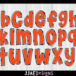 Orange PNG Letters, Doodle Orange Alphabet, PNG Doodle Letters Set PNG ...