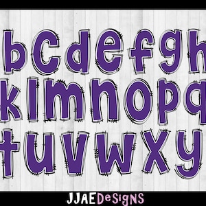 Purple PNG Letters, Doodle Purple Alphabet, PNG Doodle Letters Set PNG ...