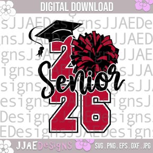 Senior 2026 Cheerleader Svg, Class of 2026 Cheer Svg, Cheerleading Svg ...