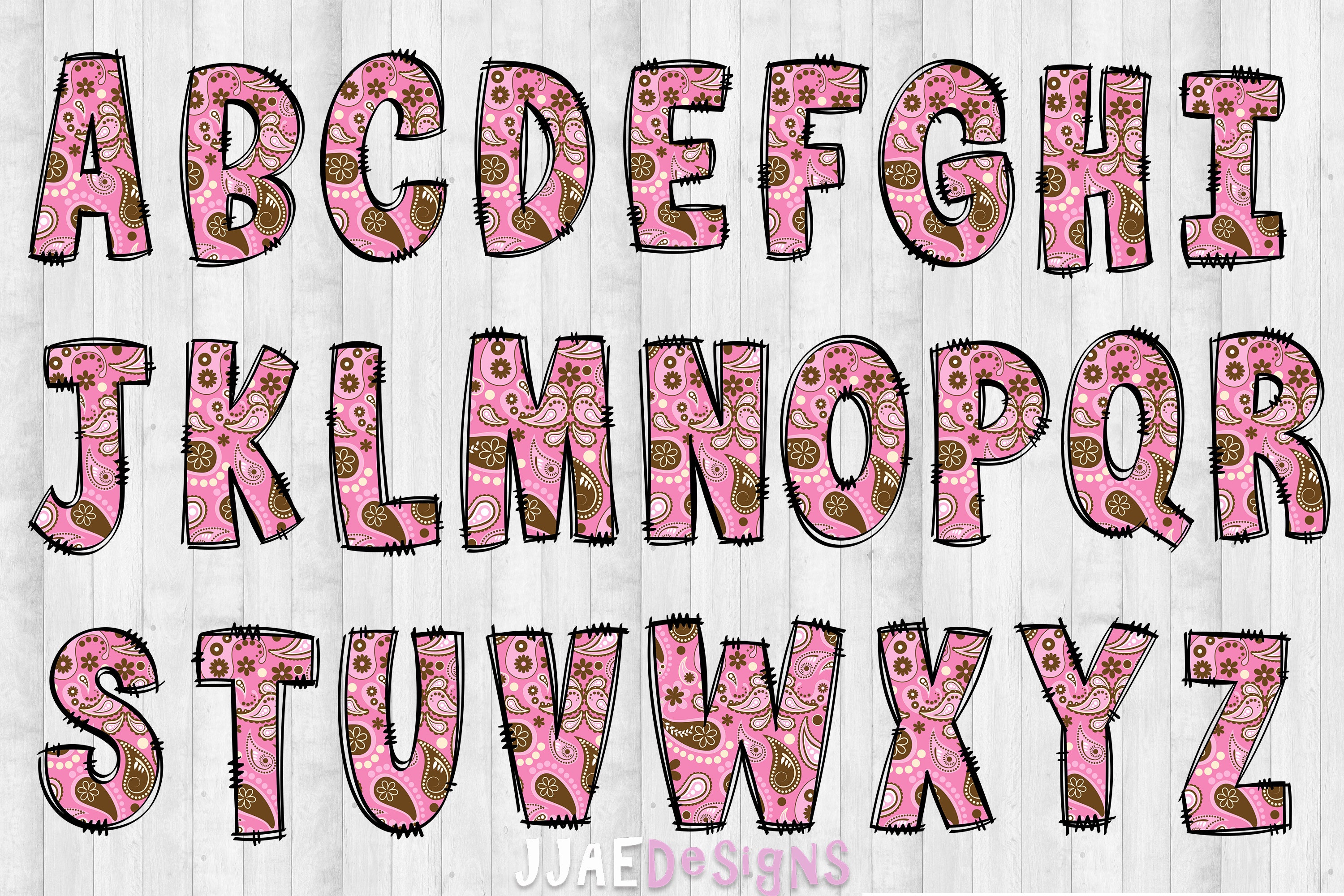 Paisley PNG Letters, Sublimation Alphabet Bundle, Bulletin Board ...