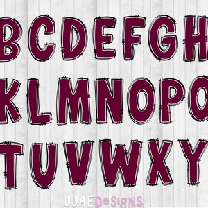 Maroon PNG Letters, Doodle Maroon Alphabet, PNG Doodle Letters Set PNG ...